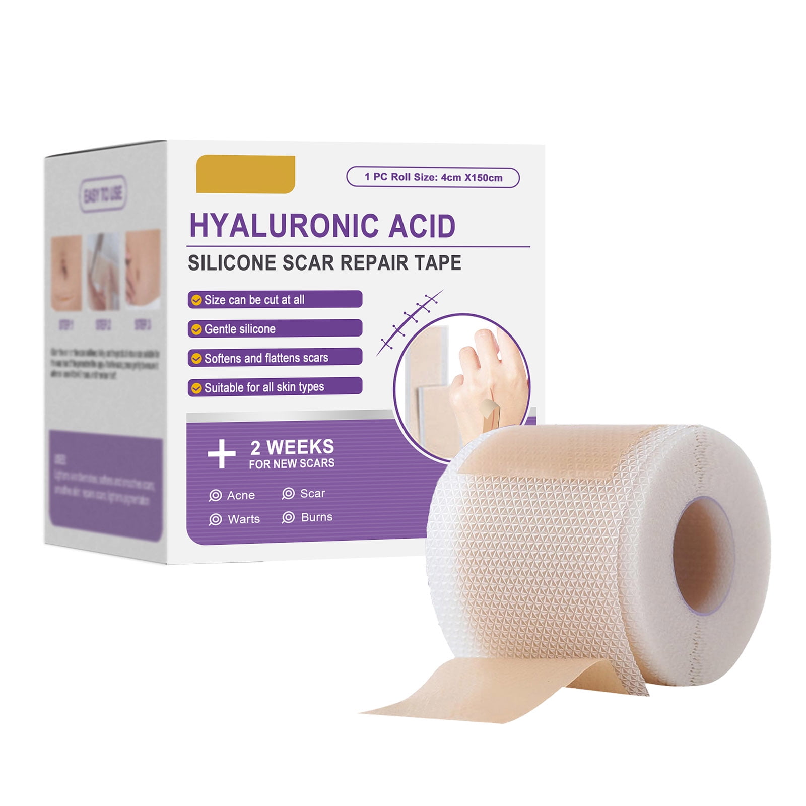 Silicone Scar Sheets, Silicone Scar Tape, Silicone Scar Repair Tape, with Hyaluronic Acid ...