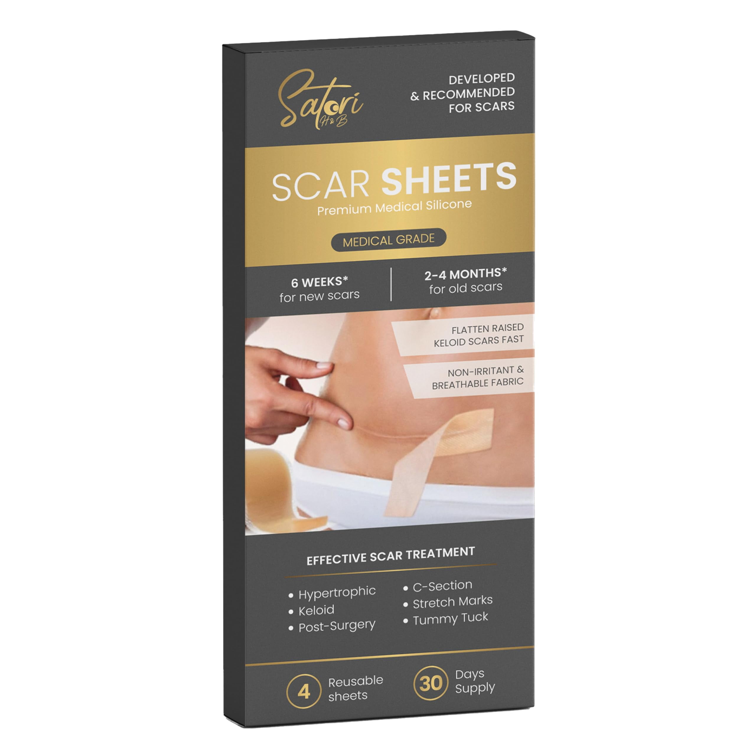 Silicone Scar Sheets - TSF6 (4 pcs 5.7"x1.57") | Waterproof & Odorless ...