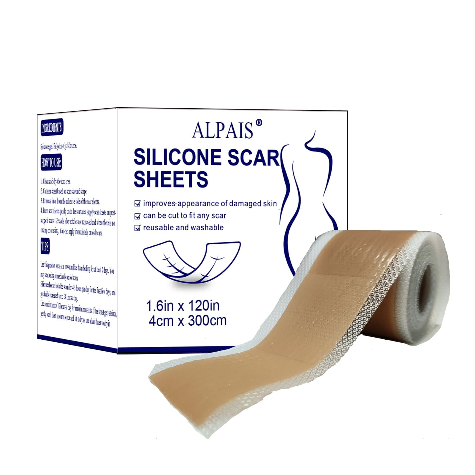 Silicone Scar Tape Roll - Easy-Tear Gel Tape for Surgery Scars ...