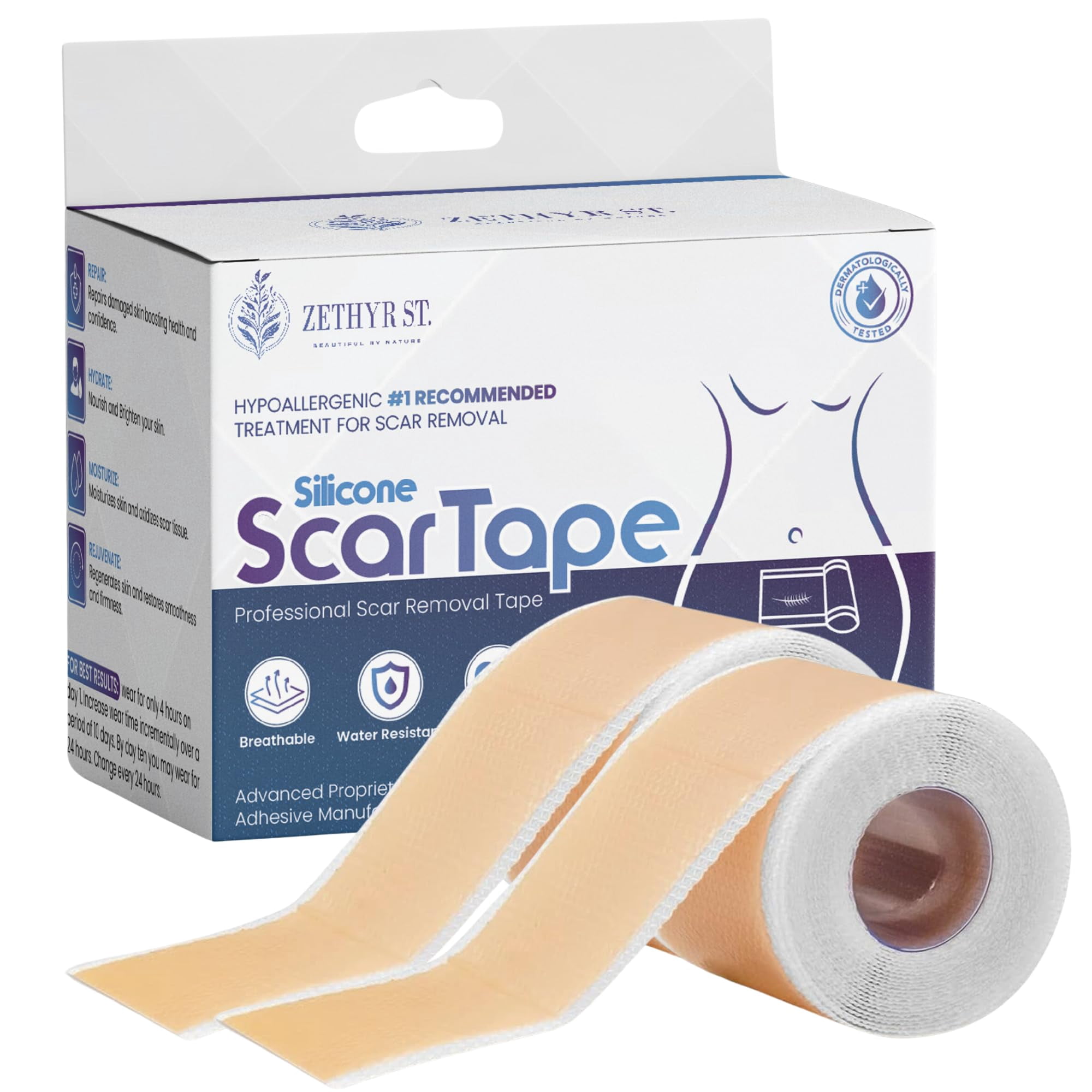 Silicone Scar Tape - SBF3 Medical Grade Silicone Scar Sheets, 1” X 120 ...
