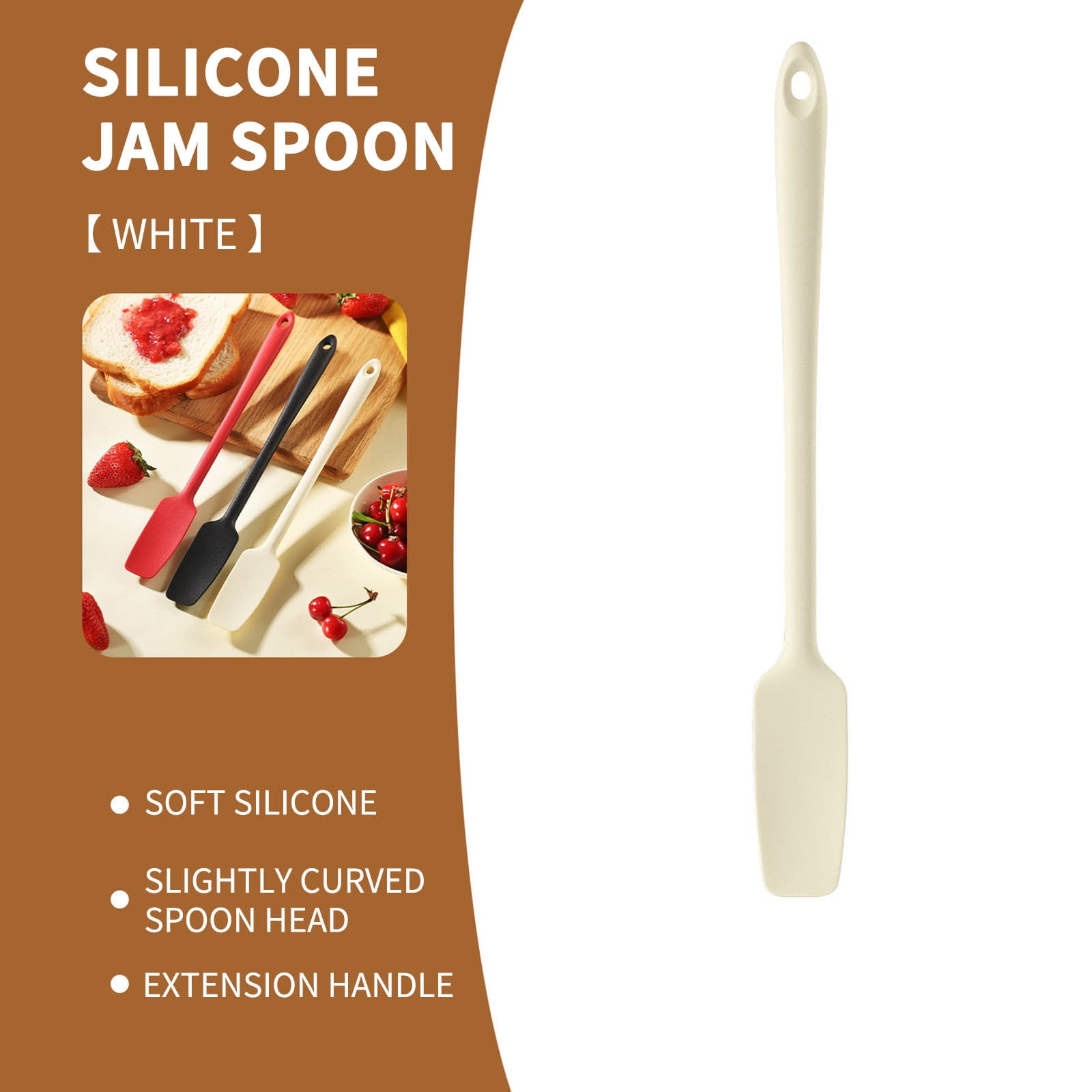 Silicone Scraper Spoon, Long Handle Spreader Tool with Ergonomic Grip ...