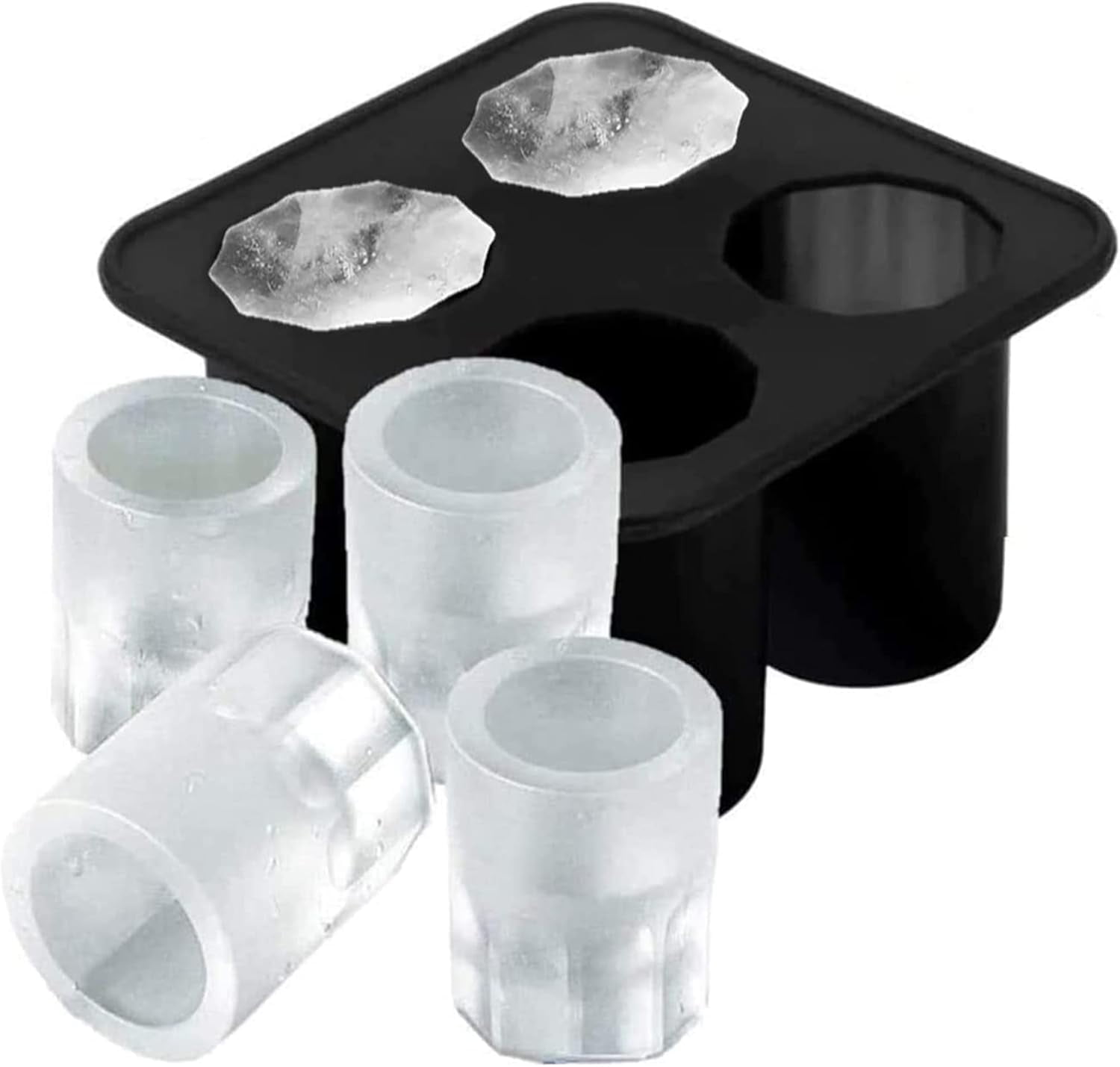 Silicone Shot Glass Ice Molds/Trays for Freezer with 4 Cavities ...