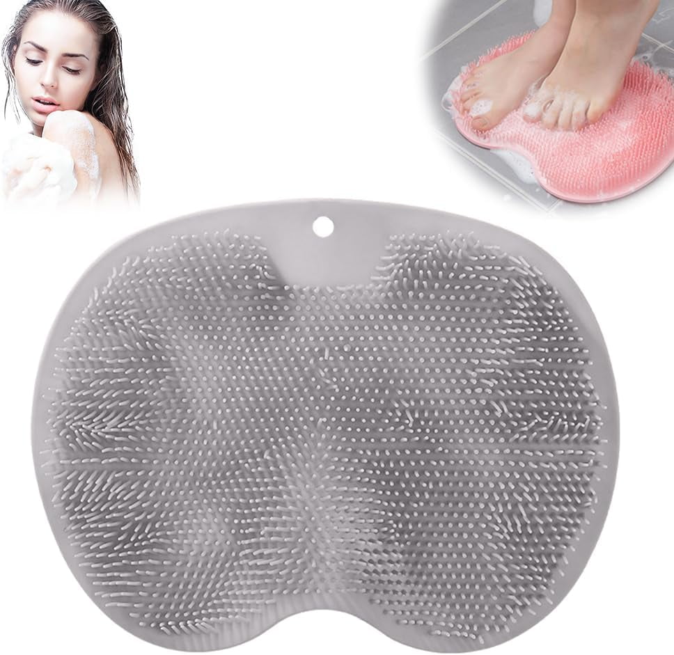 Silicone Shower Foot Scrubber Mat, 2025 New Foot Back Cleaning Pad Back ...