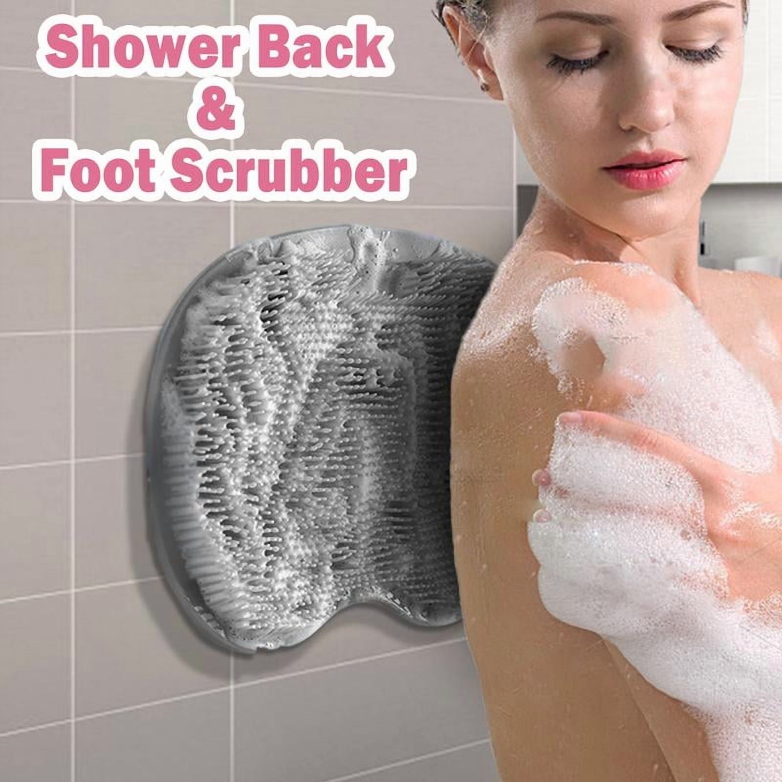 Silicone Shower Foot Scrubber Mat,Back & Feet Cleaning Pad,Shower ...