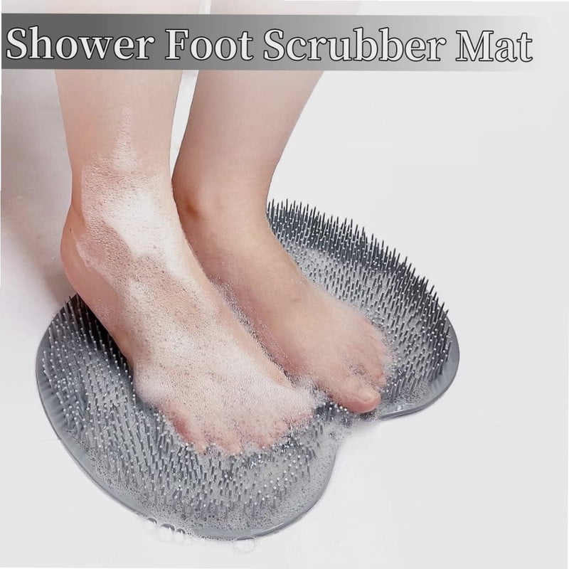 Silicone Shower Foot Scrubber Mat,Back & Feet Cleaning Pad,Shower ...