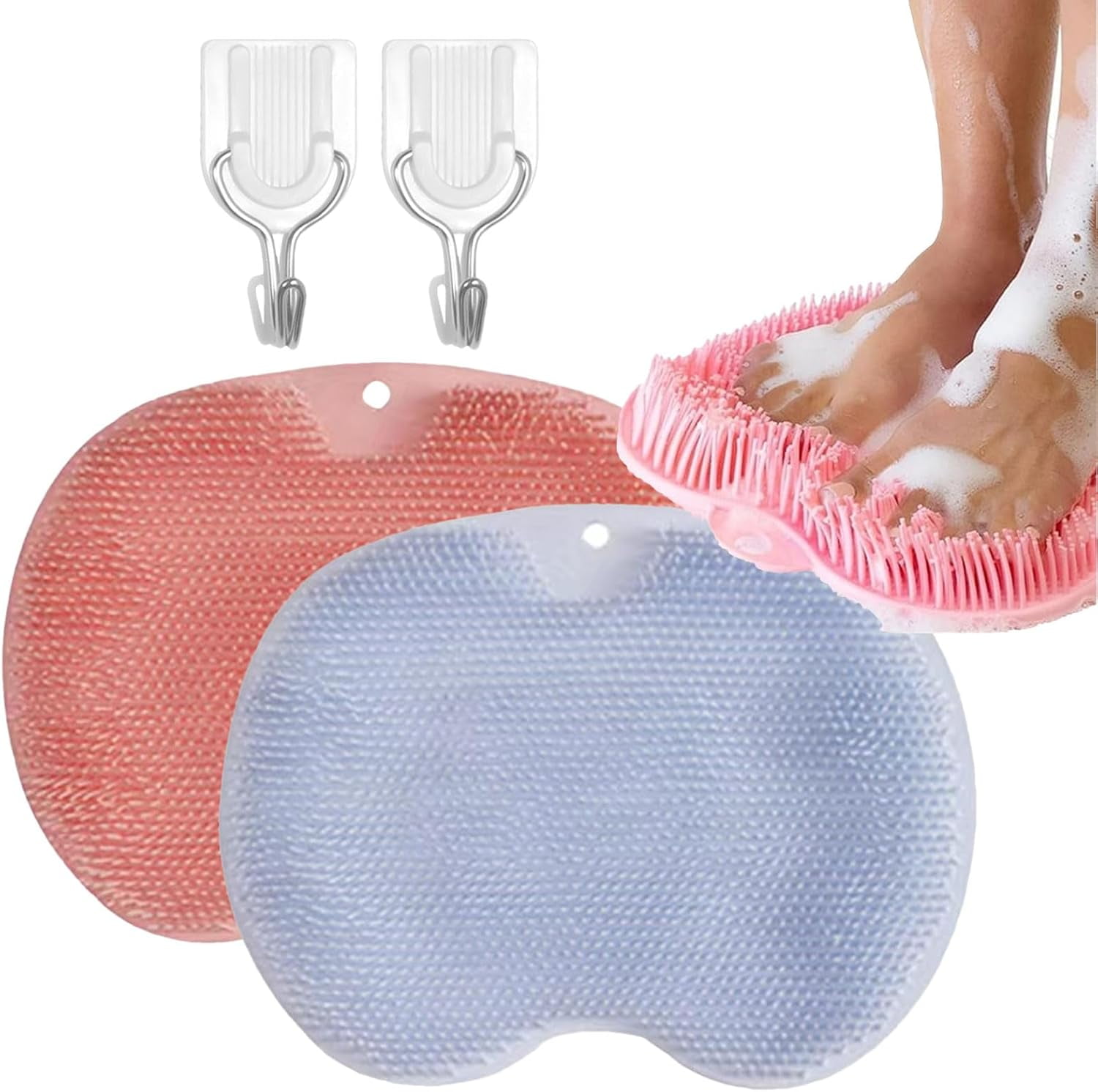 Silicone Shower Foot Scrubber Mat, Shower Foot and Back Scrubber ...