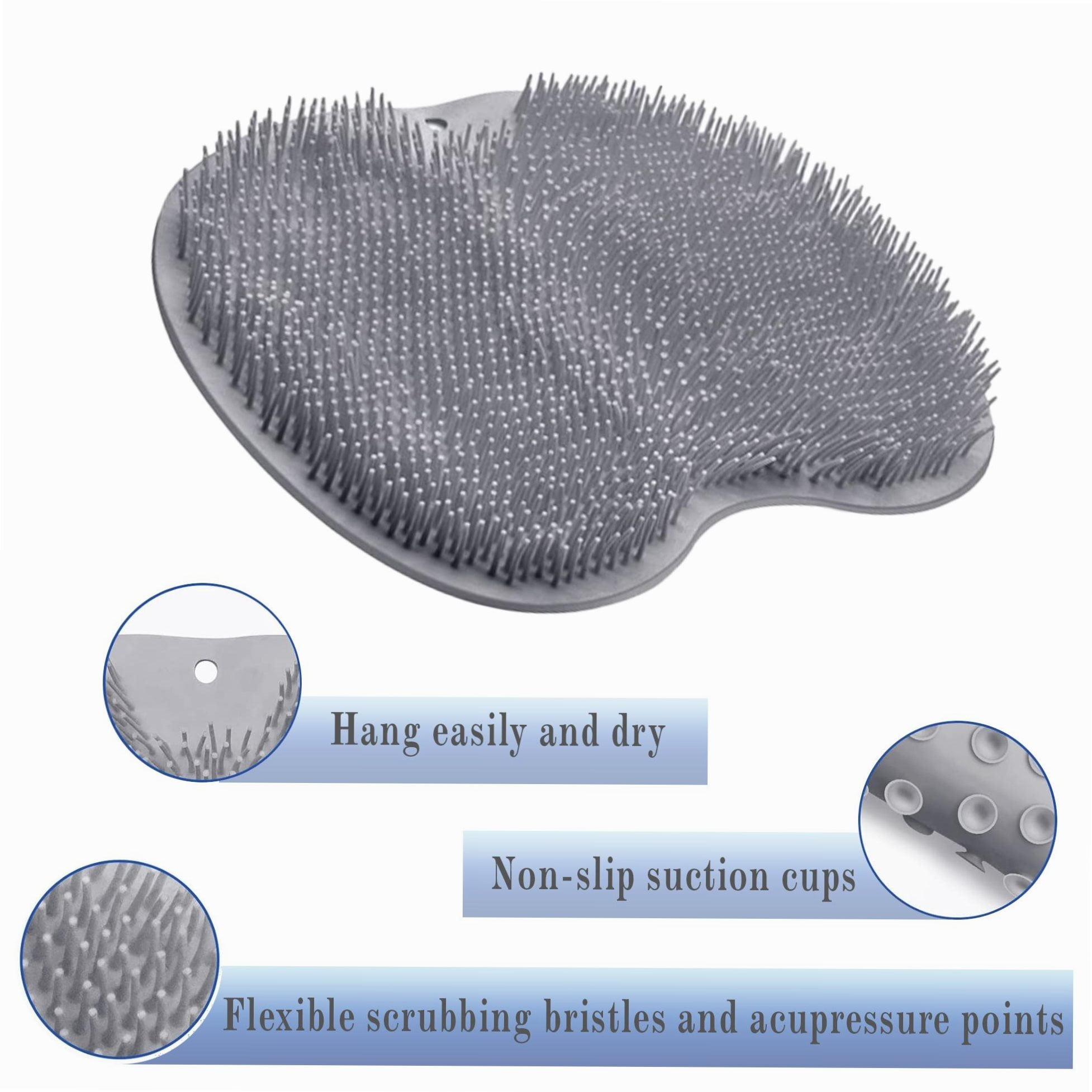 Silicone Shower Foot Scrubber Mat with Wall-Mounted Suction Cups ...