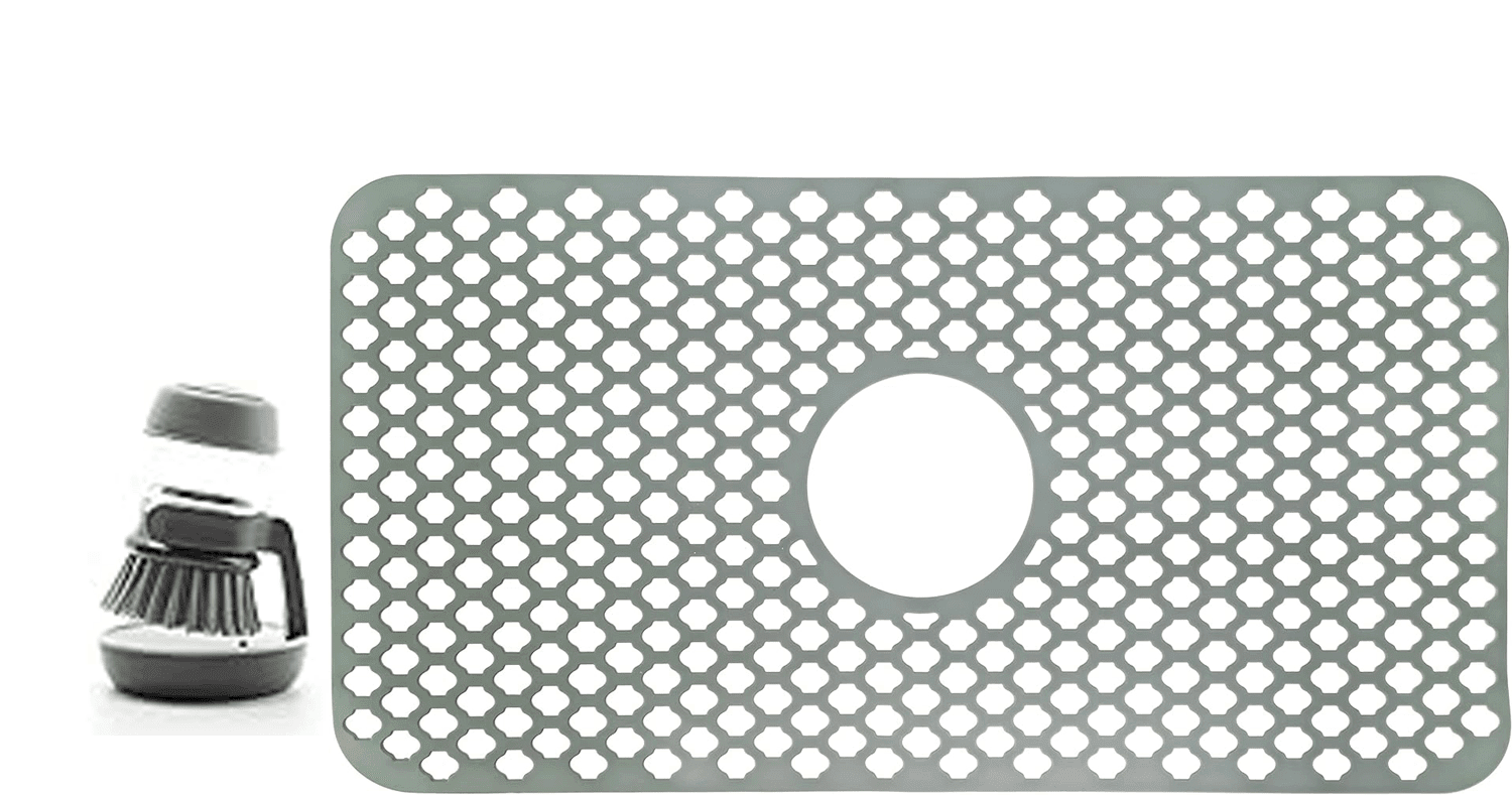 Silicone Sink Mat 24.8"x 13" Kitchen Sink Protector for Center Drain ...