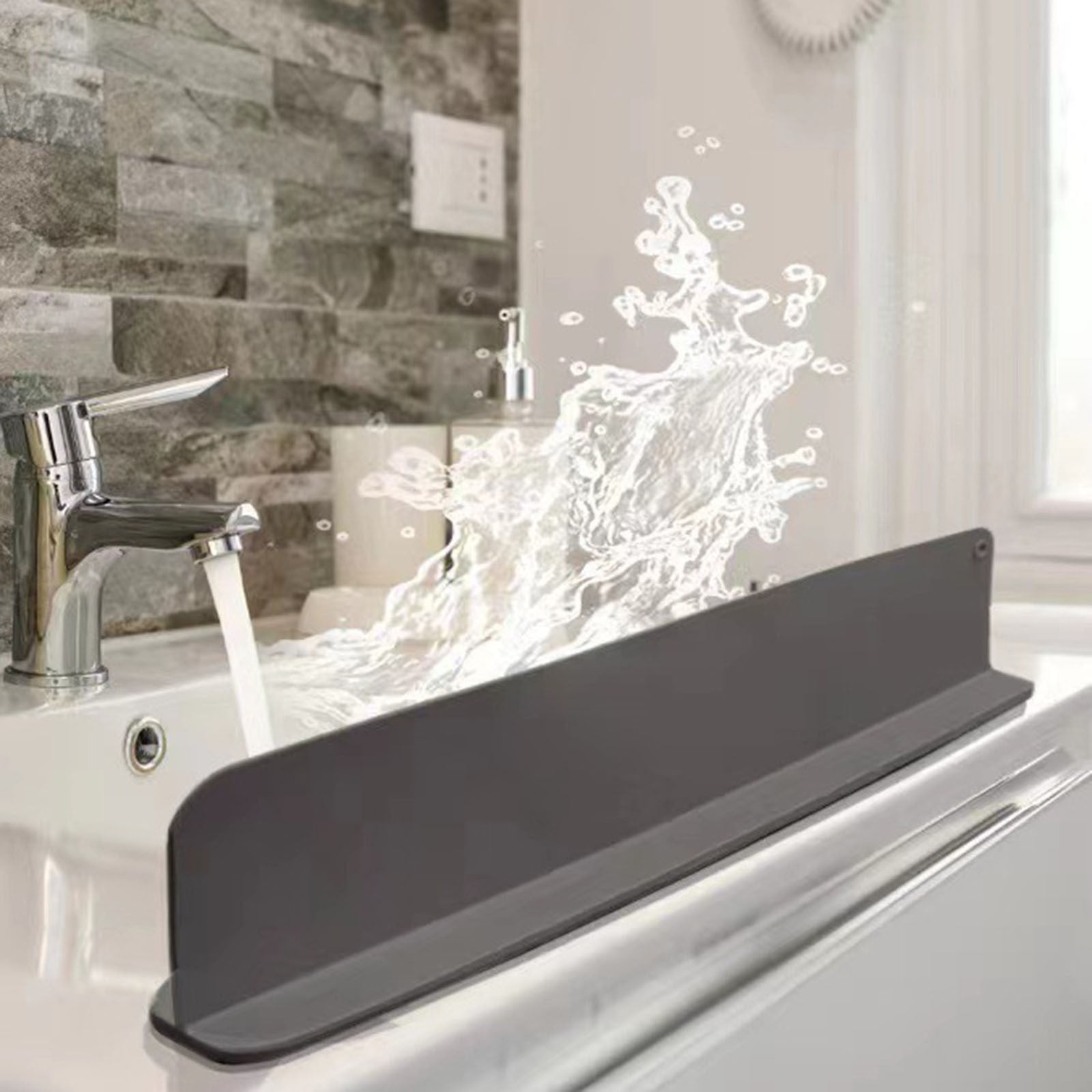 Silicone Sink Splash Guard, Sink Splash Guard with Suction Cup, Kitchen ...