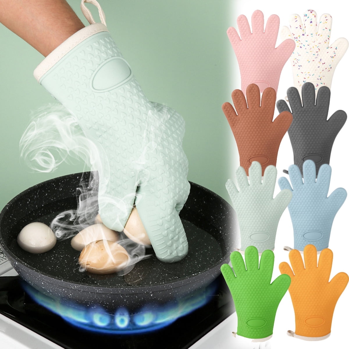 Silicone Smoker Oven Gloves-Heat Resistant BBQ Gloves-Deal Hot Food on ...