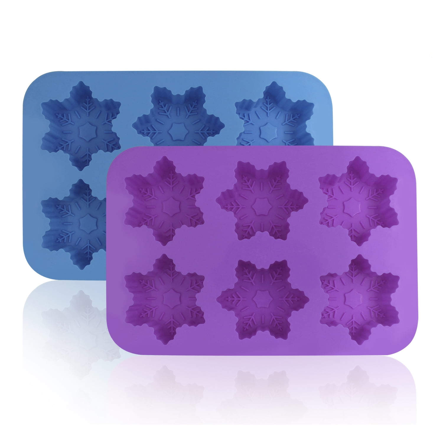 FineGood Silicone Snowflake Molds, Food Grade, 6-Cavity, Blue and ...