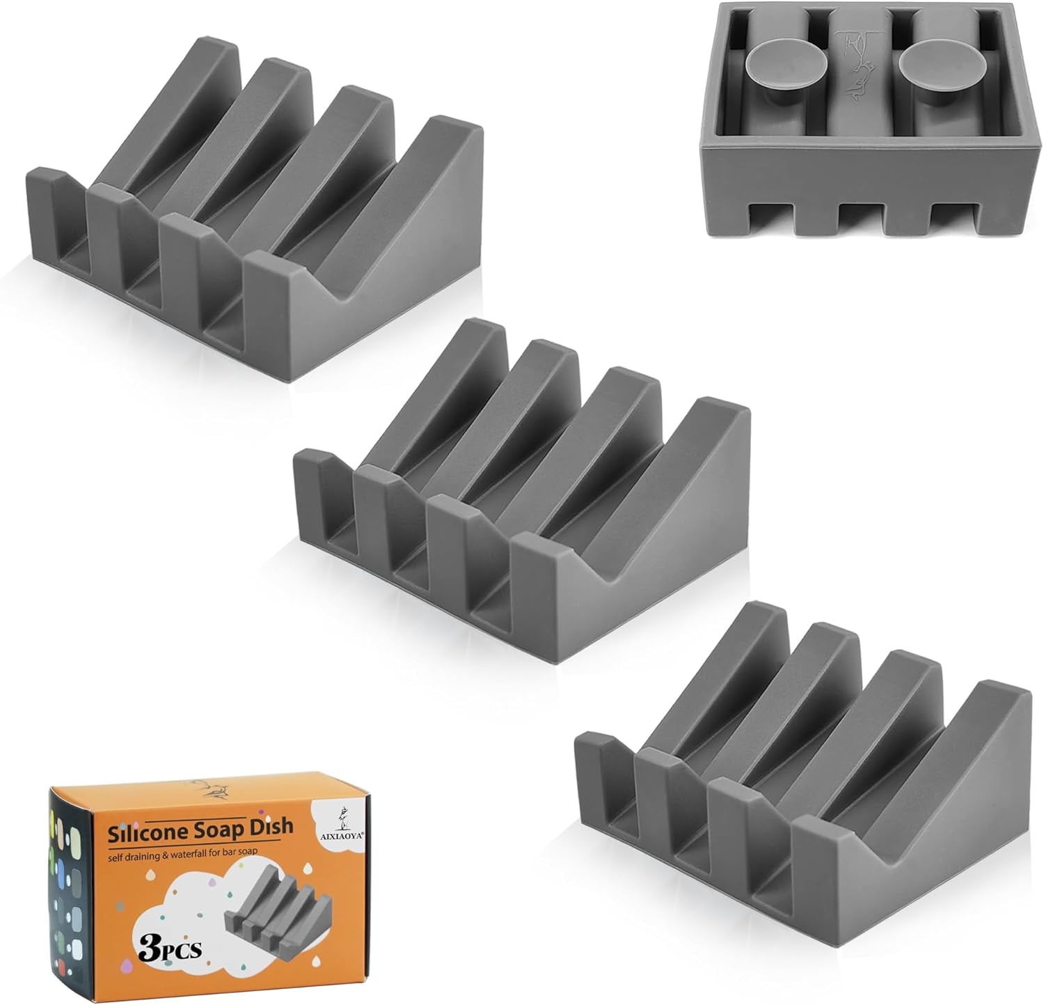 Silicone Soap Dish with Drain, Upgrade Double Suction Cups At the ...