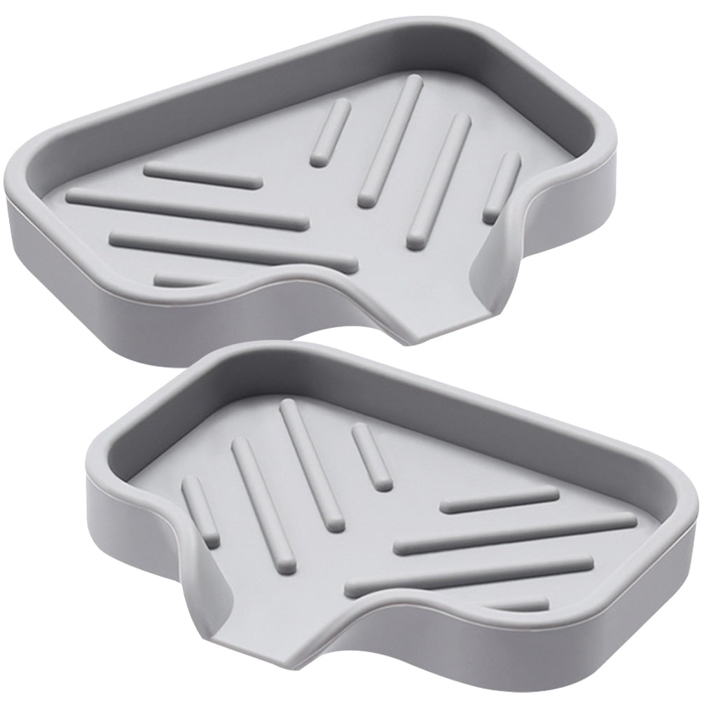 Silicone Soap Dish Holder Shower Dishes for Bar Travel 2 Pcs Drain ...
