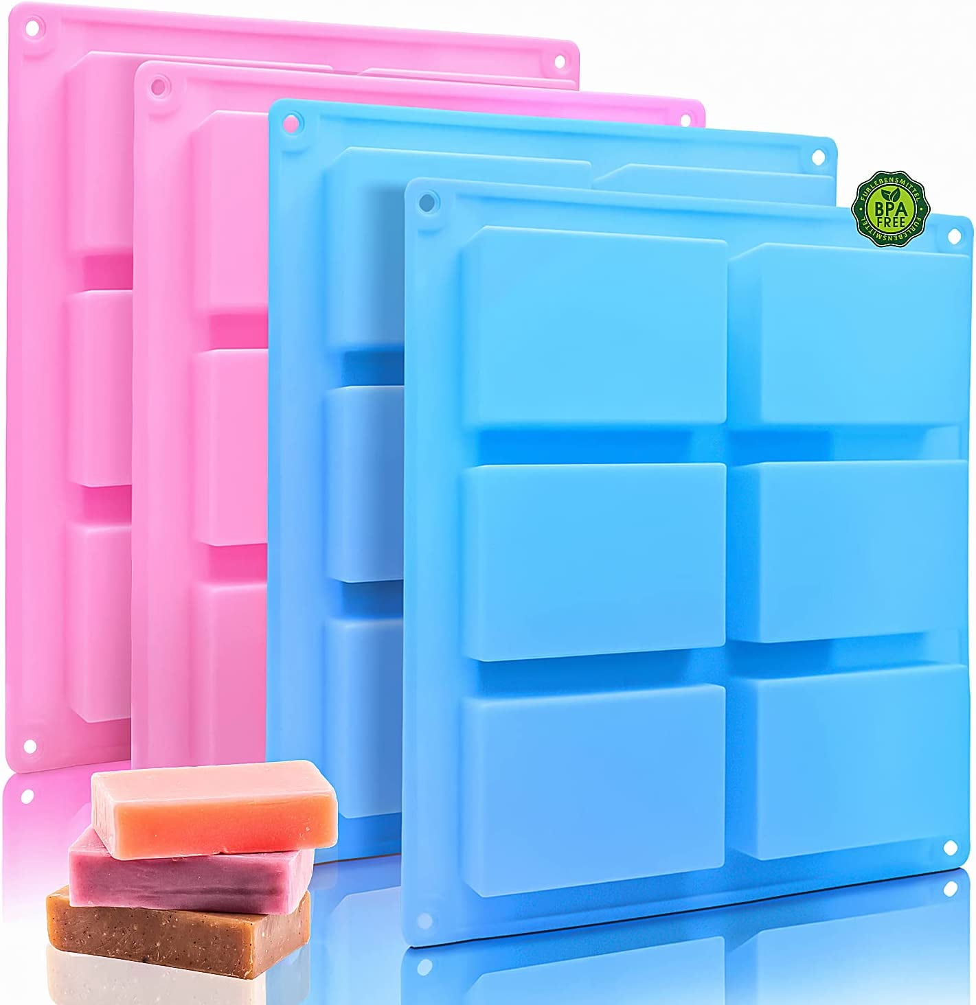Silicone Soap Making Molds, 6 Cavity Rectangle Soap Molds with Polished ...