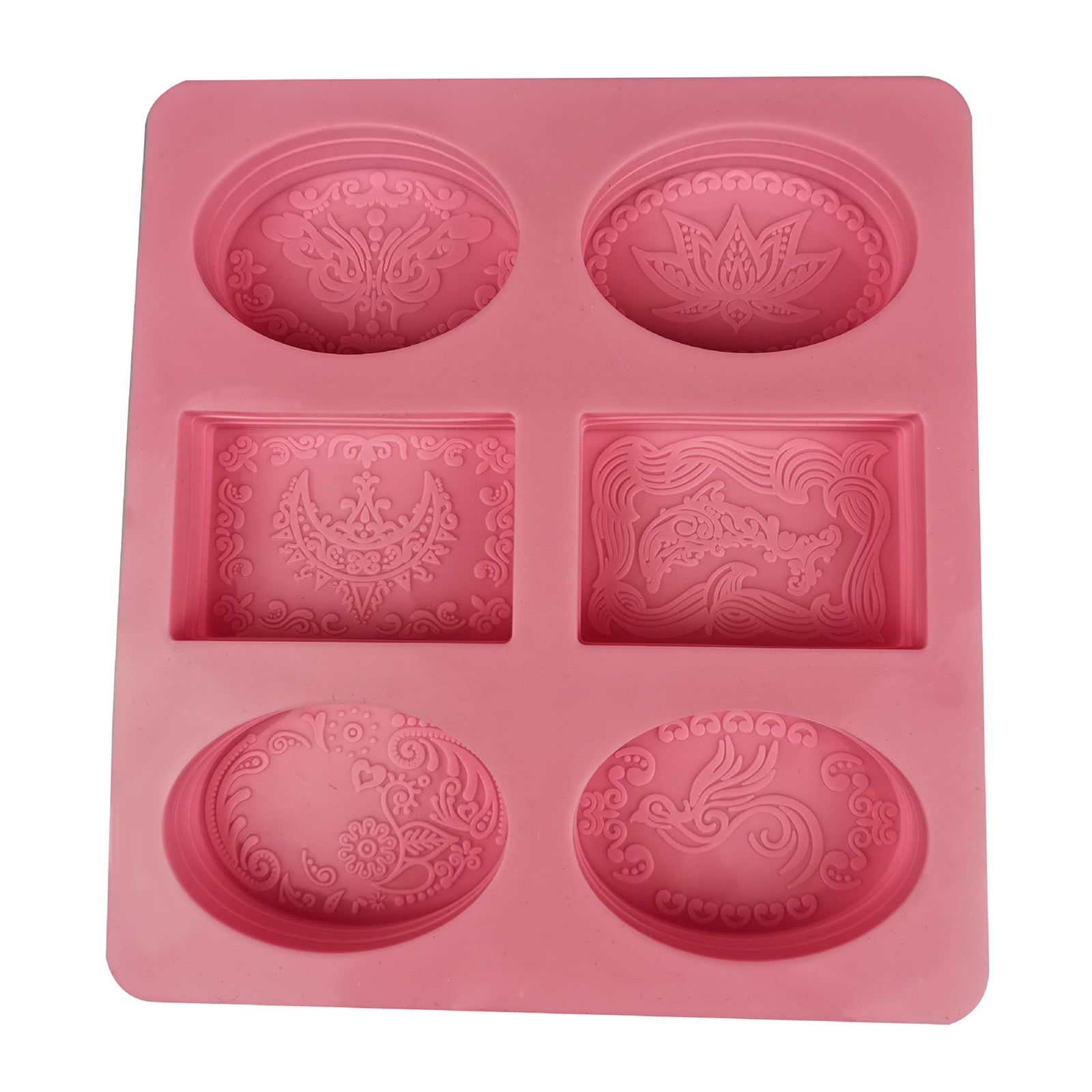 Silicone Soap Mold, 6 Cavities Soap Making Mould Mixed Patterns Hand ...