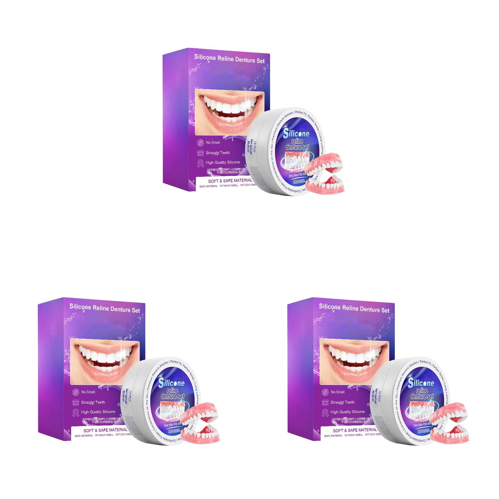 Silicone Soft Denture Reline Kit, Upper and Lower Dentures Natural ...