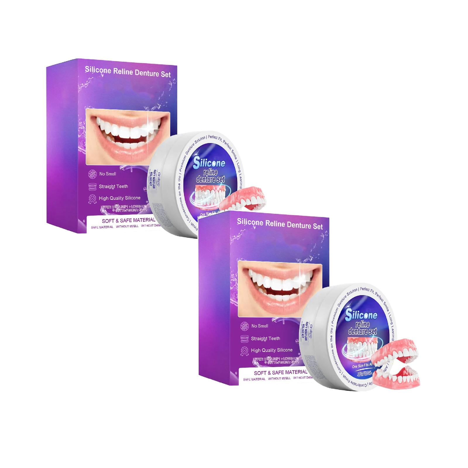 Silicone Soft Denture Reline Kit, Upper and Lower Dentures Natural ...