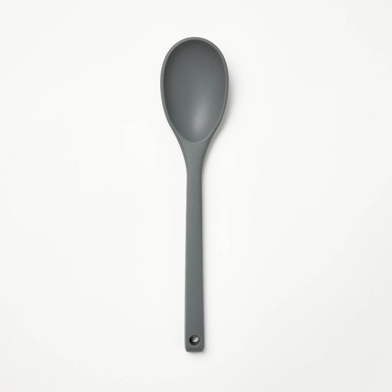 Silicone Solid Spoon Dark Gray - Fignimt: Dishwasher-Safe Kitchen & Cooking Spoon, 12.99" Length ...