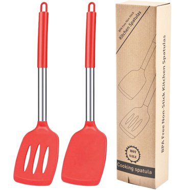 SHSID Rice Spoon Silicone Spatula Wooden Handle Heat Resistant Nonstick ...