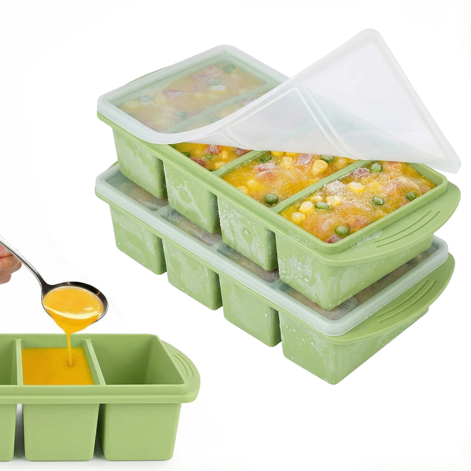 Silicone Soup Freezer Molds for Food Cubes Freezer Tray with Lid ...