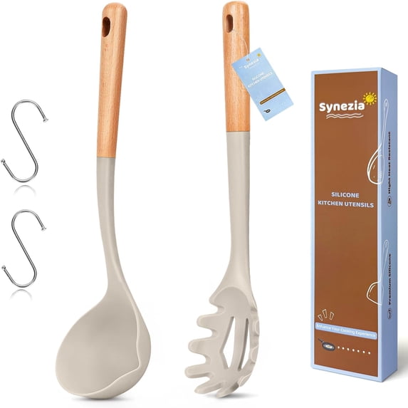 Silicone Soup Ladle Spoon, Kitchen Soup Cooking Spoons Set, Large ...