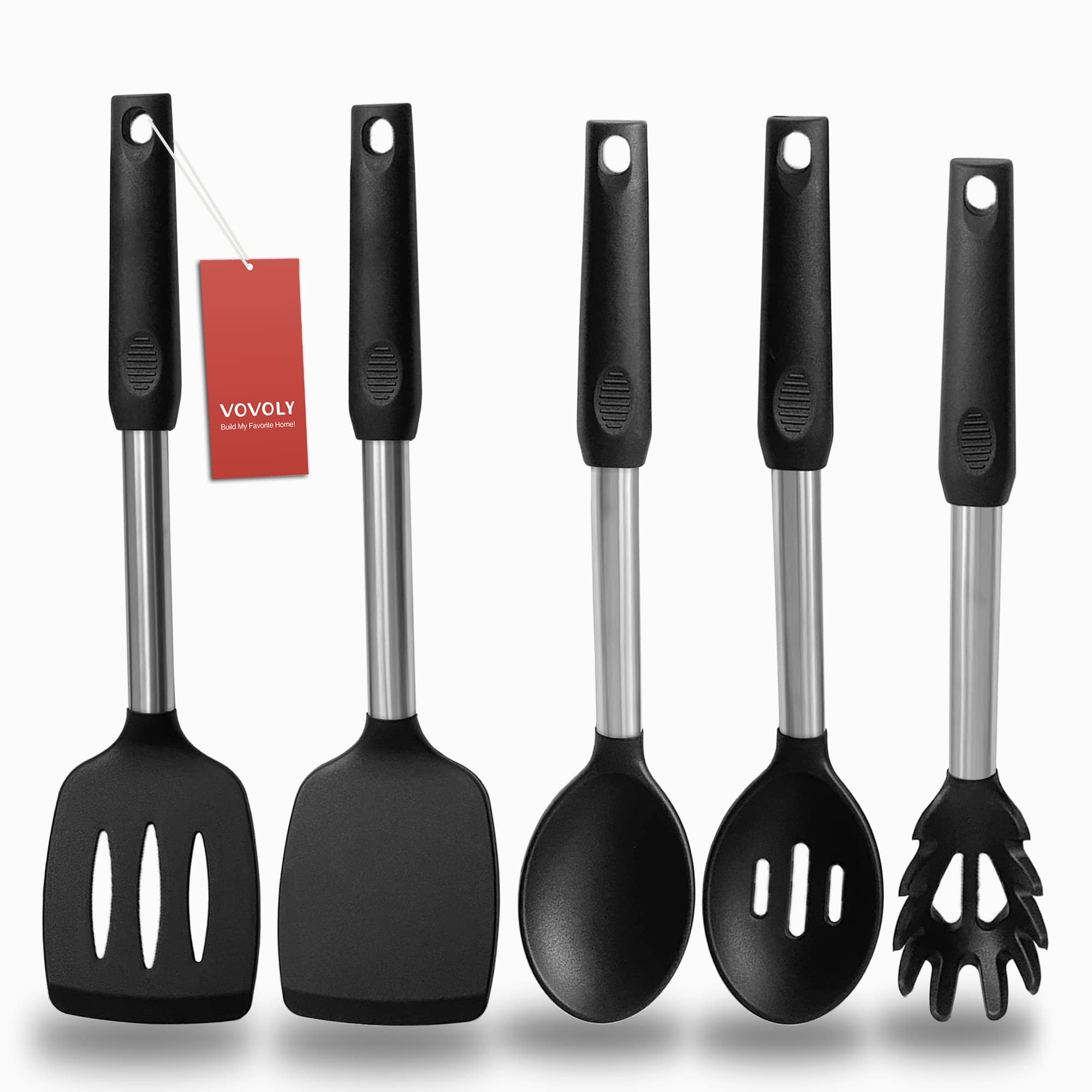 Silicone Spatula and Cooking Spoon,5 Pack Non-Stick Cooking Utensils ...