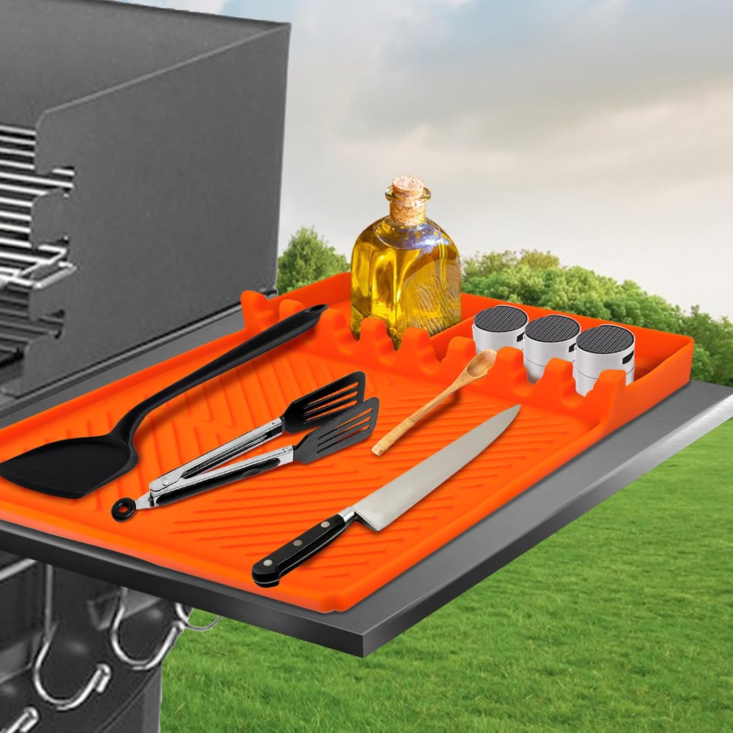 Silicone Spatula Mat, Large Size Silicone Side Shelf Griddle Tools Mat ...