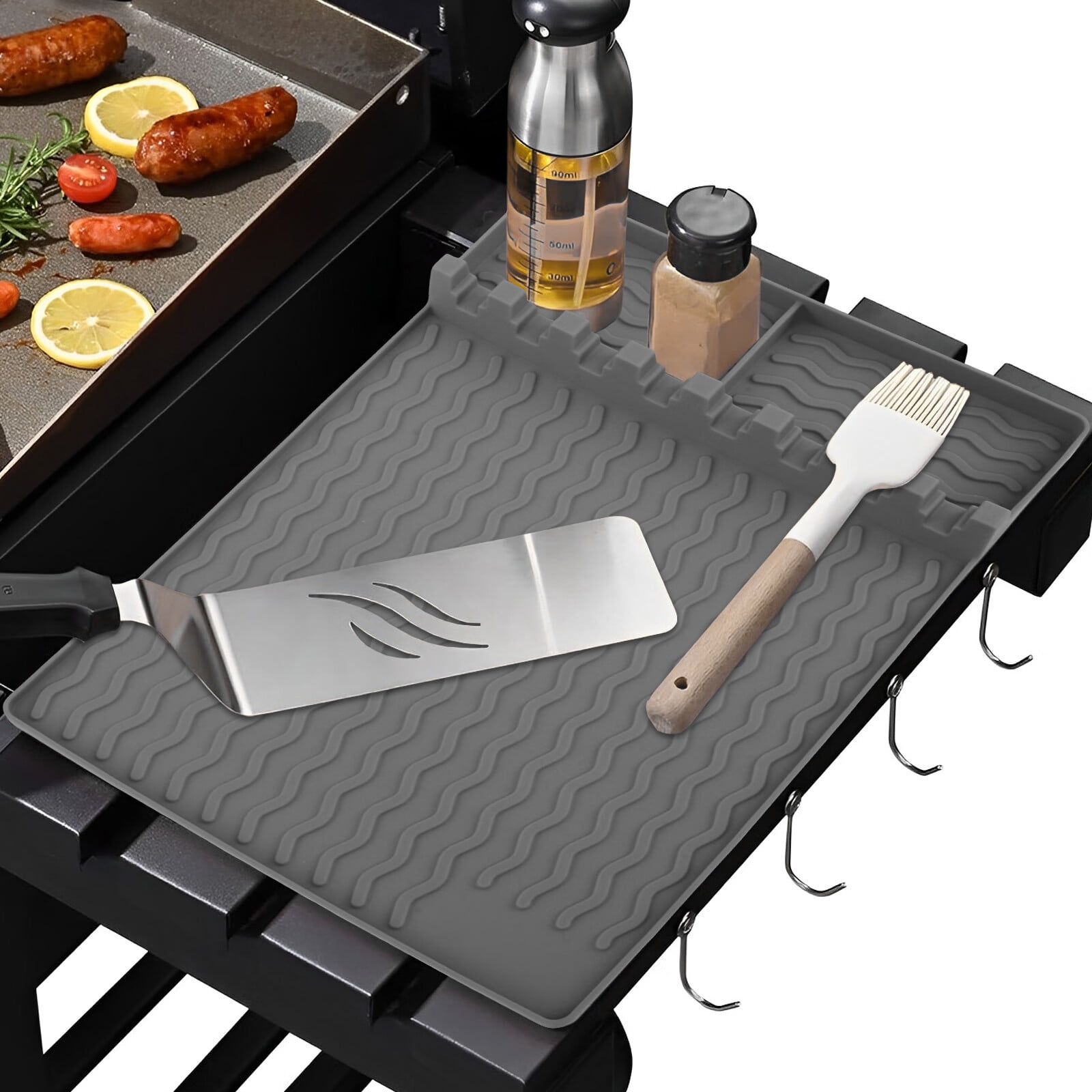 Silicone Spatula Mat Silicone Utensil Rest with Drip Pad 16 Inch Heat ...