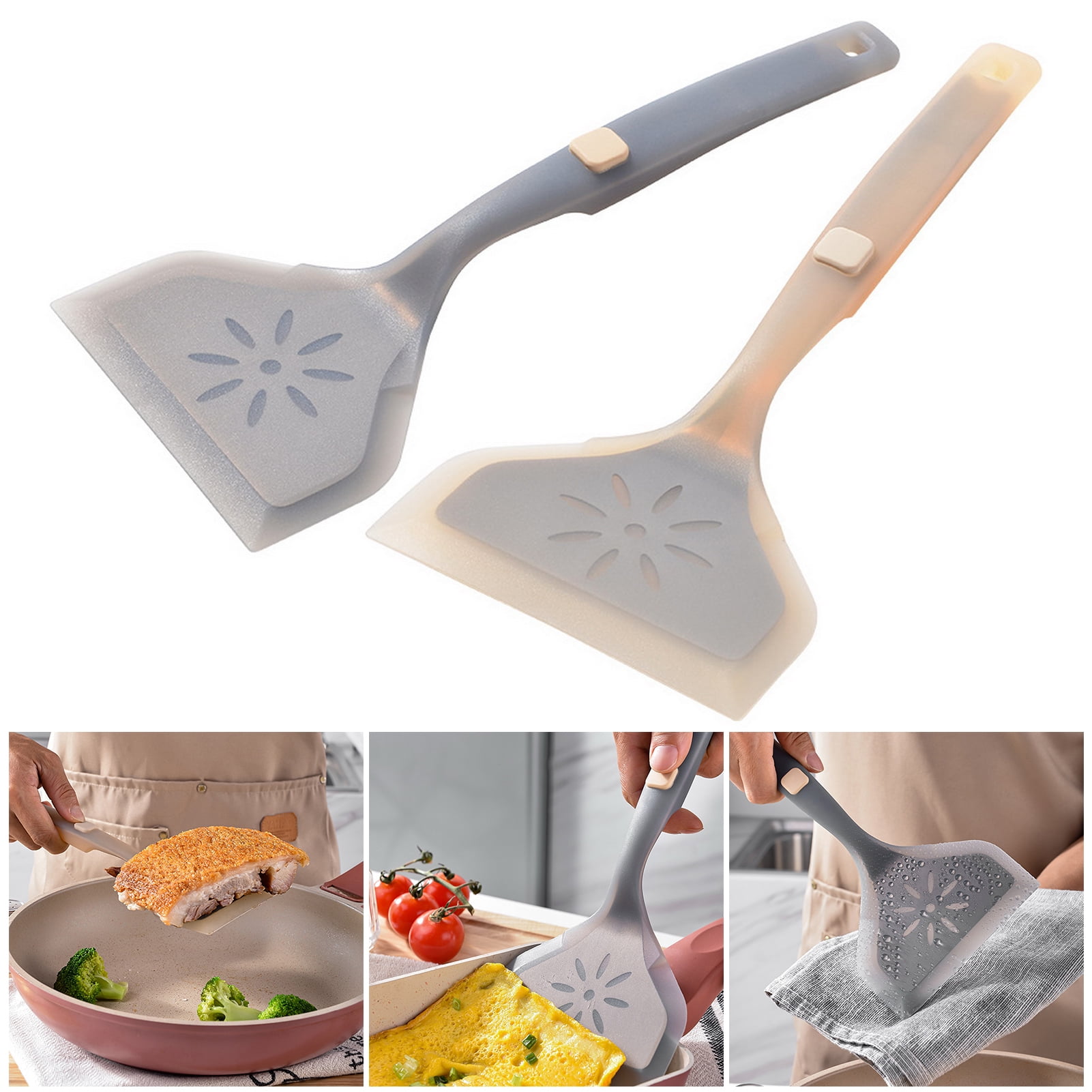 Silicone Spatula, Non Stick Solid Kitchen Turner, High Heat Resistant ...