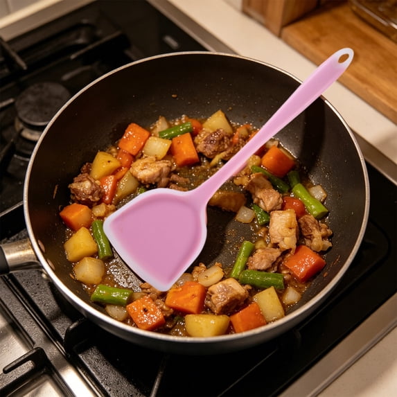 Silicone Spatula Set 2 Piece Heat Resistant Non Stick Wok Turner Food ...