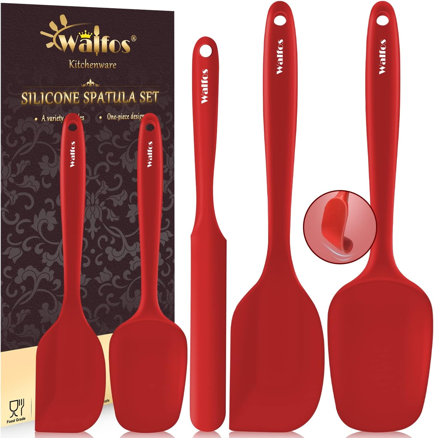 Silicone Spatula Set of 5-600°F Heat Resistant Kitchen Scraper Spatulas ...