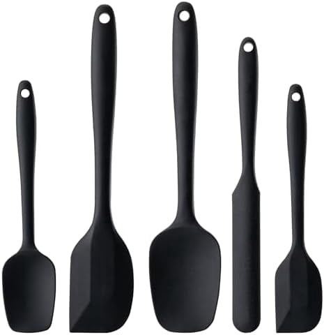 Silicone Spatula Set, 5 Piece Food Grade Rubber Spatulas for Baking ...