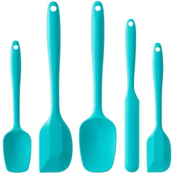 Silicone Spatula Set, 5 Piece Food Grade Rubber Spatulas for Baking ...