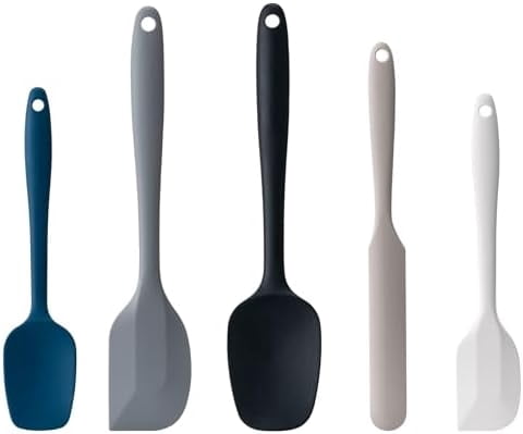 Silicone Spatula Set, 5 Piece Food Grade Rubber Spatulas for Baking ...