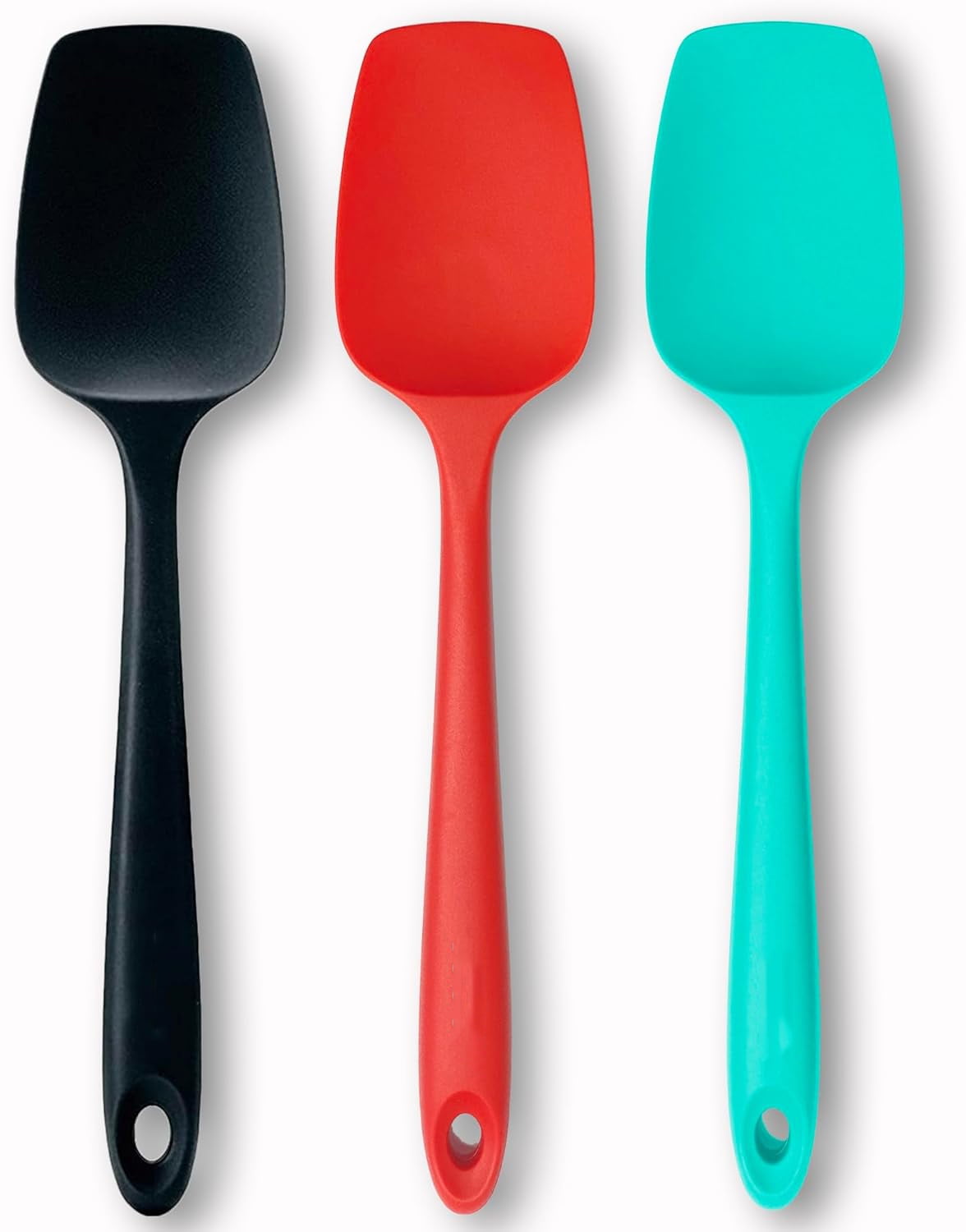 Silicone Spatula Set, Heat Resistant Rubber Spoon Spatula with Seamless ...