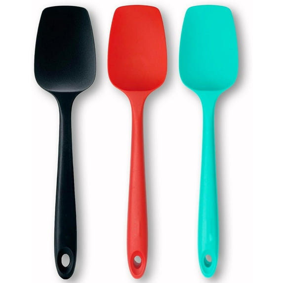 Silicone Spatula Set, Heat Resistant Rubber Spoon Spatula with Seamless ...