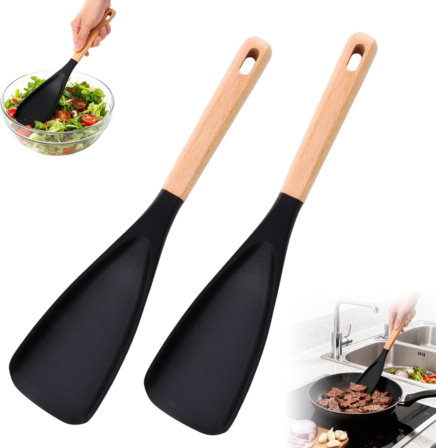 Silicone Spatula Spoon, Cedar and Ash Spoonula, Multifunction Spatula ...