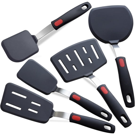 Silicone Spatula Turner, 5-Pack Spatulas Silicone Set for Nonstick ...