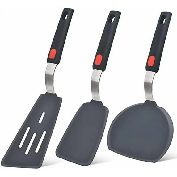 Silicone Spatula Turner Set of 3, 600°F Heat Resistant Cooking Spatulas ...