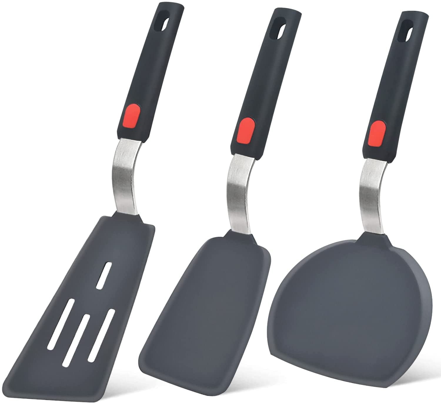 Silicone Spatula Turner Set of 3, 600°F Heat Resistant Cooking Spatulas for Nonstick Cookware ...
