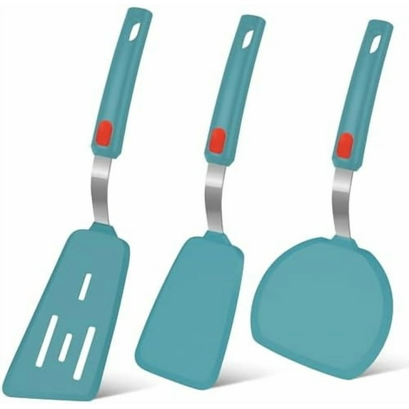 Silicone Spatula Turner Set of 3, 600°F Heat Resistant Nonstick Turner ...