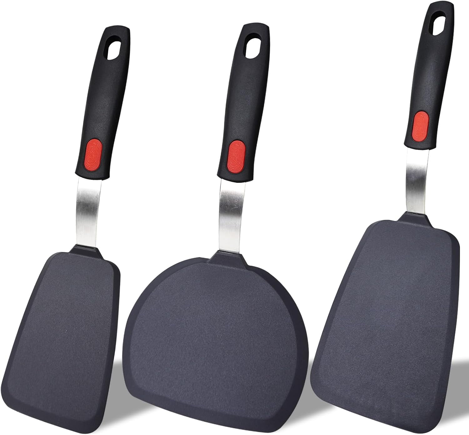 Silicone Spatula Turner Set,3-Pack Spatula Set,600°F Heat Resistant ...
