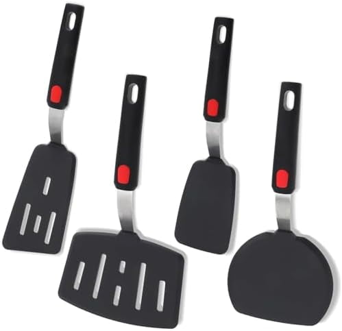 Silicone Spatula Turner Set of 4, 600°F Heat Resistant Cooking Spatulas ...
