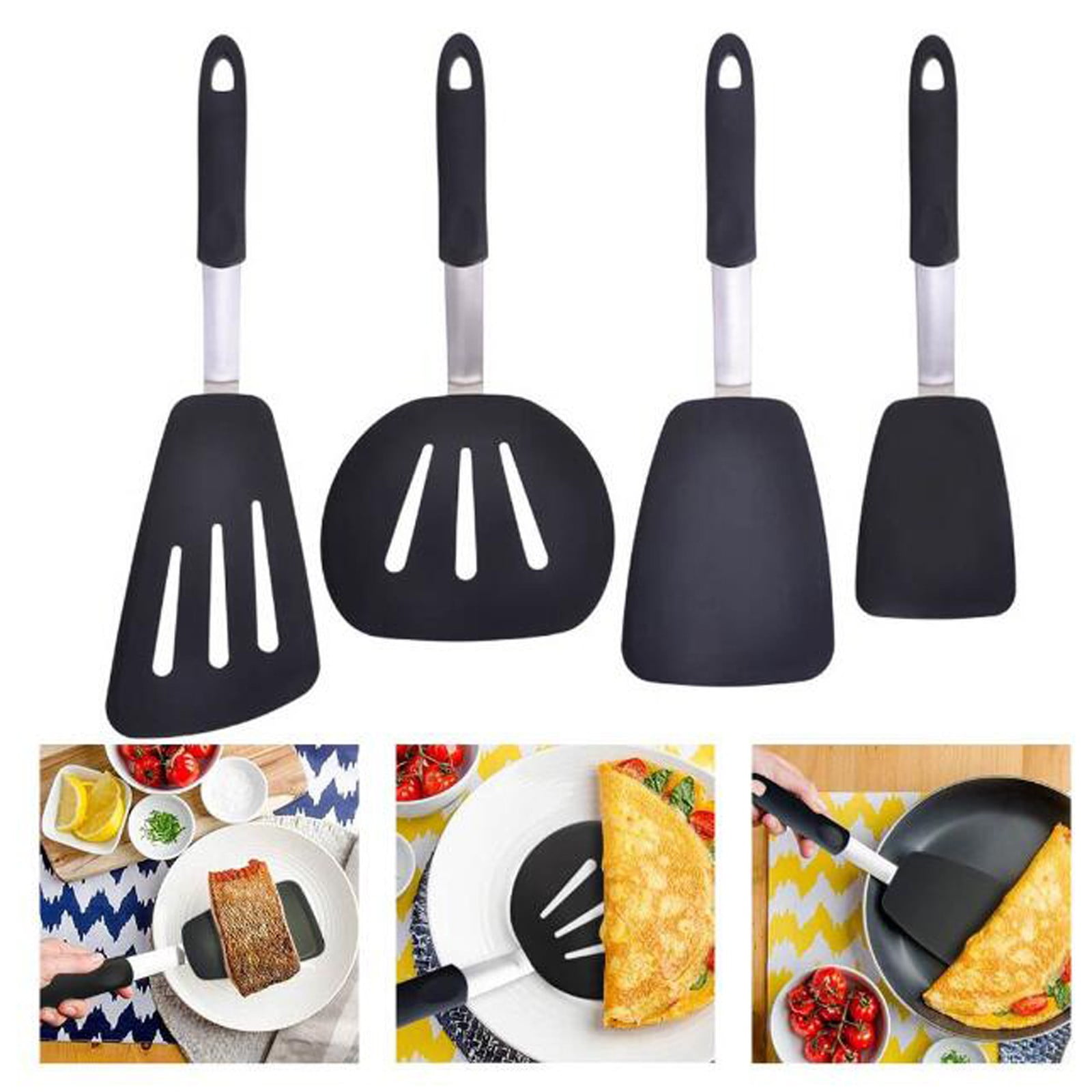 Silicone Spatula Turner Set of 4, 600°F Heat Resistant Cooking Spatulas ...