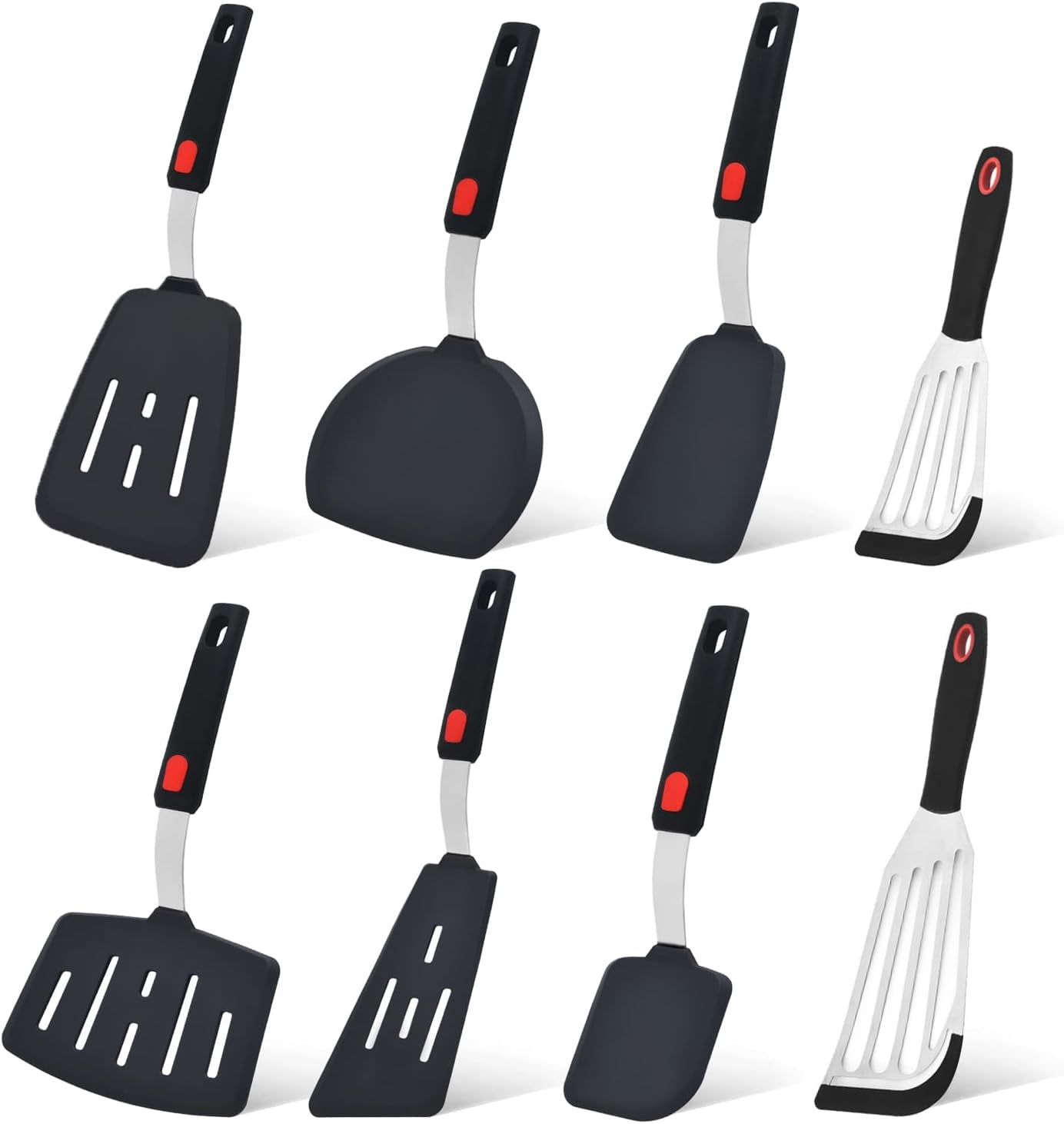 Silicone Spatula Turner Set, 8 Pieces 600°F Heat Resistant Spatula Set ...