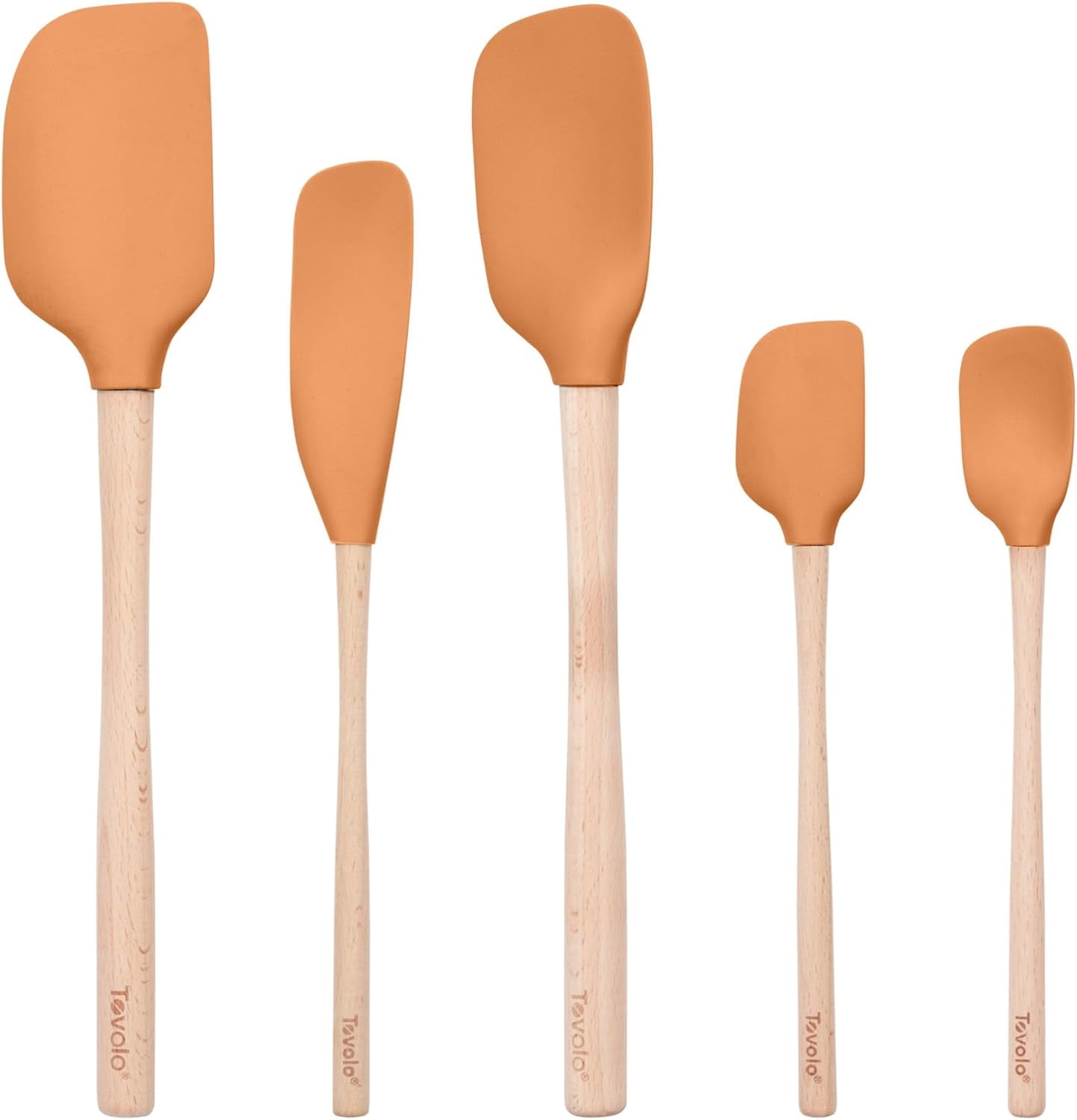 Silicone Spatula with Wooden Handle Set of 5 Piece Silicone Kitchen ...