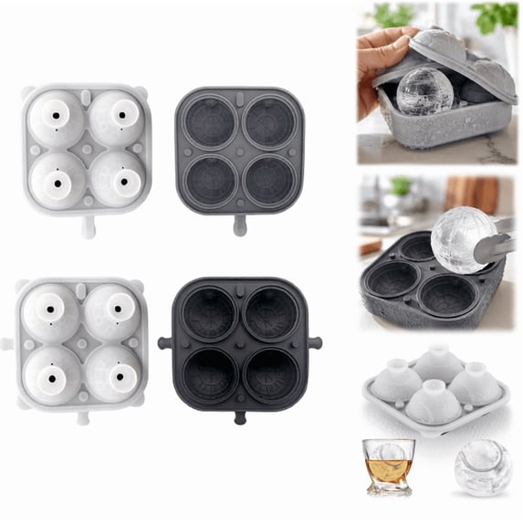 Silicone Spherical Ice Cube Tray Large 2.2 Inch Sphere Ice Mold for ...