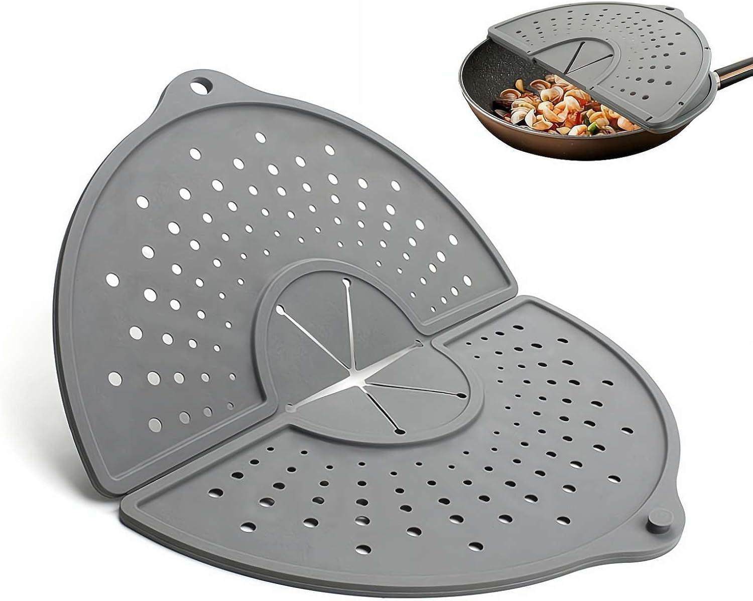 Silicone Splatter Screen For 10, 11 and 12 Inch Frying Pan, Foldable ...
