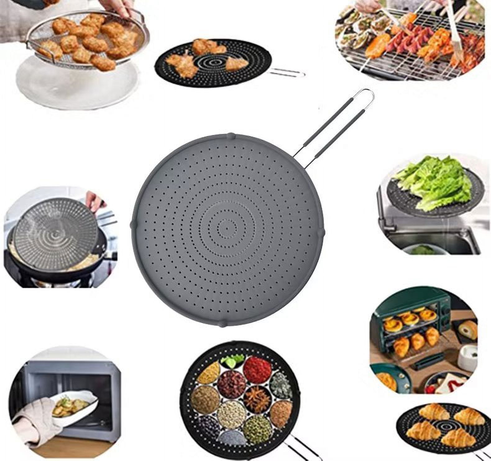 Silicone Splatter Screen Pan Cover 13'', High Heat Resistant Oil Splash ...