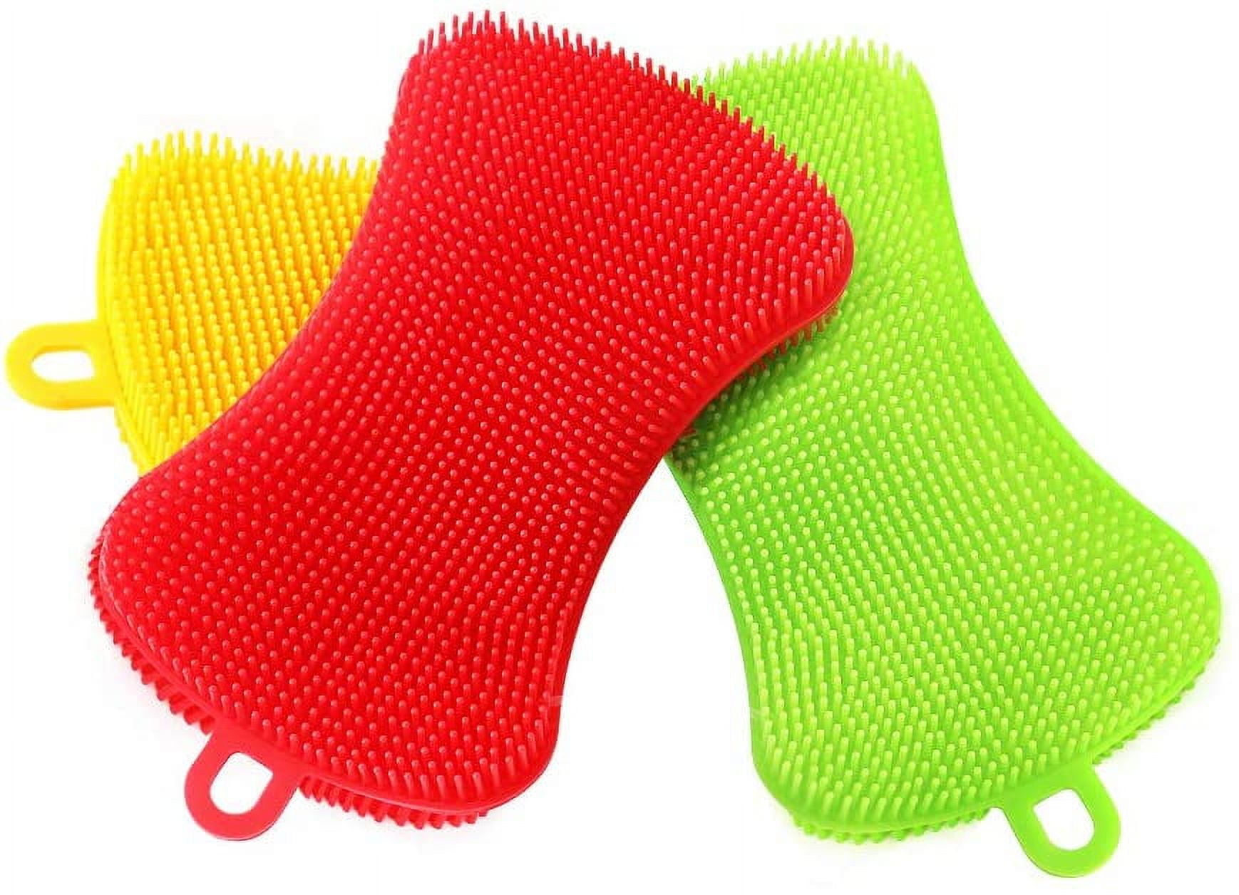 Silicone Sponge Dish Sponge - Kitchen Dish Scrubber Food Grade Reusable ...